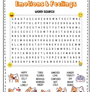 Emotions and Feeling Word Search Emoji Word Search Puzzle Worksheet ...