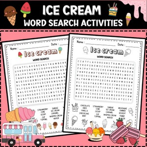 Ice Cream Word Search Summer Ice Cream Word Search Worksheet Activity ...