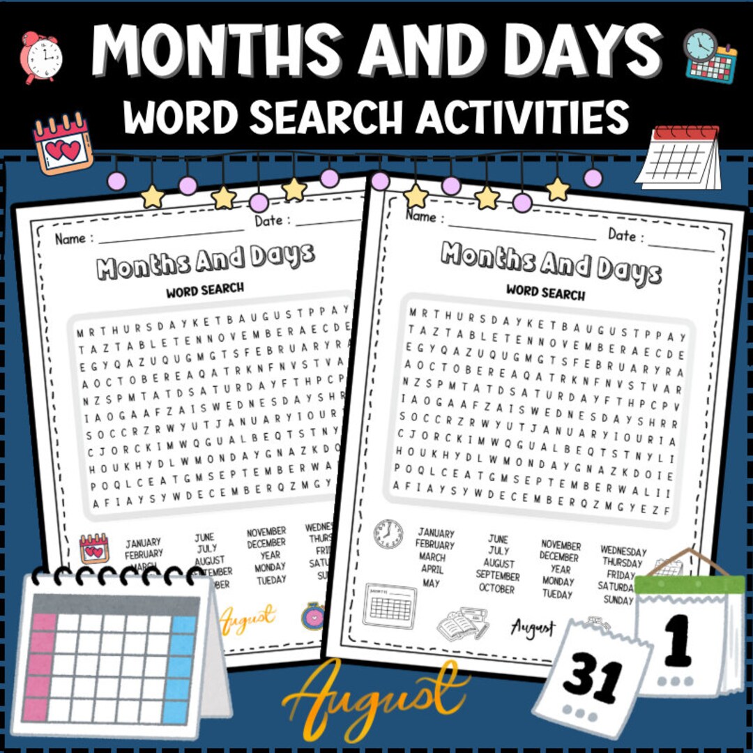 Months and Days Word Search Months and Days Word Search Worksheet ...