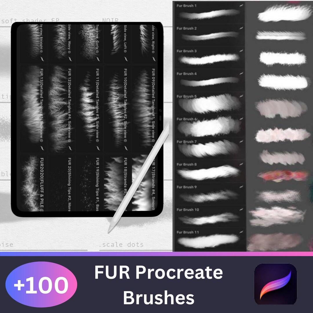 100+ FUR Procreate Brushes | Animal Fur Texture Brushes, Soft Fur ...