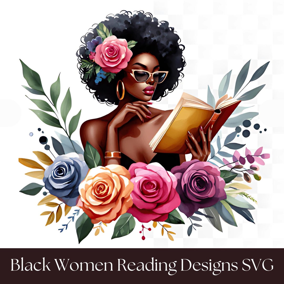 Black Women Reading Designs | African-american Clipart | Sublimation ...