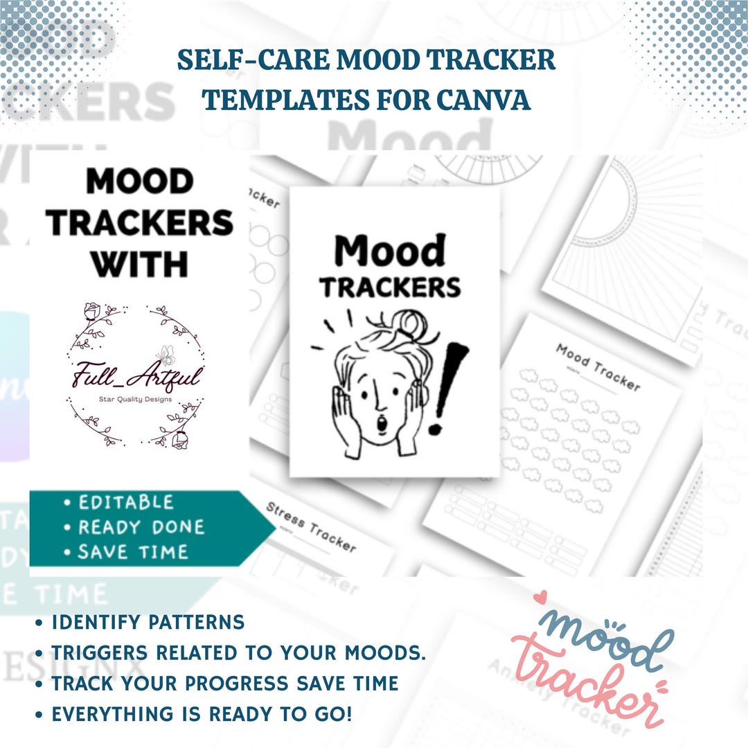 Mood Tracker Templates for Canva Editable Mood Tracker Journal Canva ...