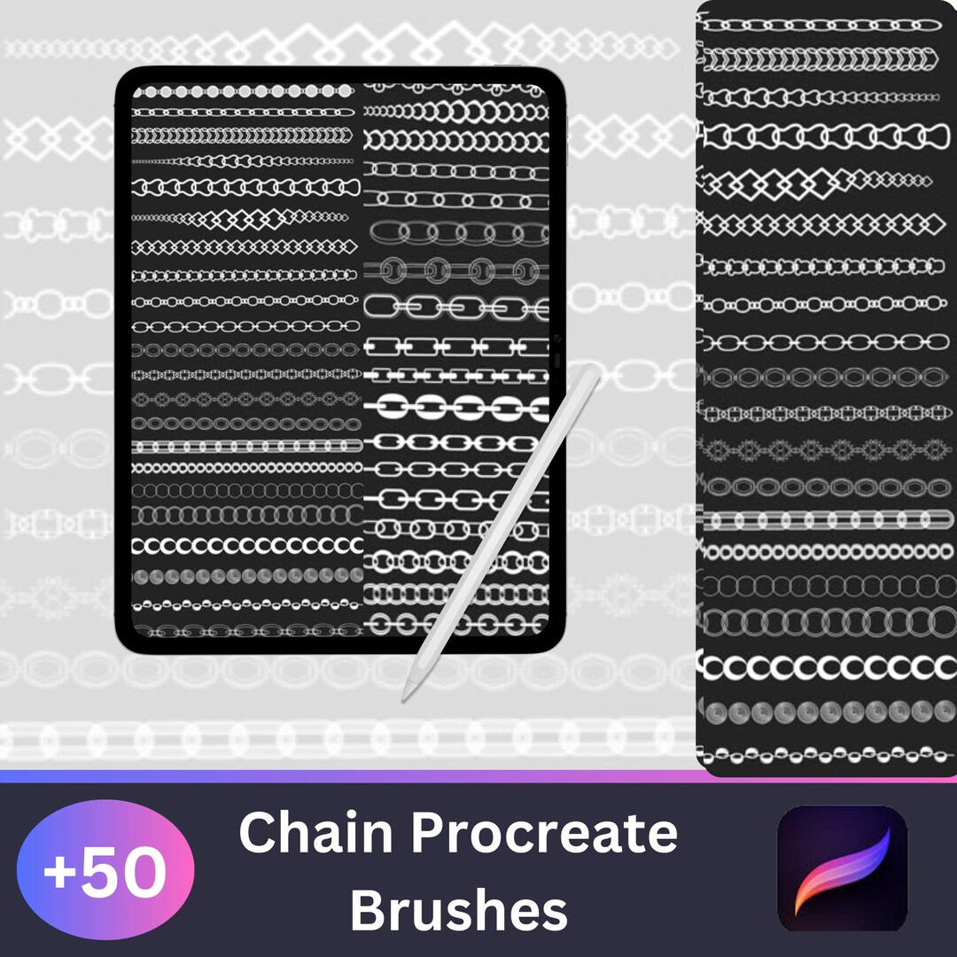 50 Chain Procreate Brushes Seamless Jewelry Chain Brushes, Pattern ...