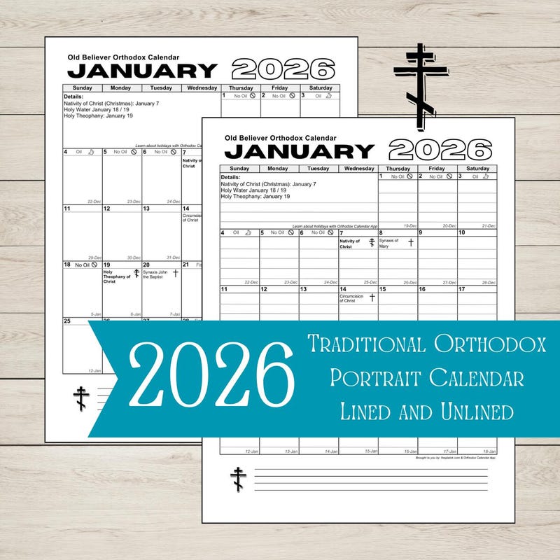 Orthodox Fasting Calendar 2026 - Etsy