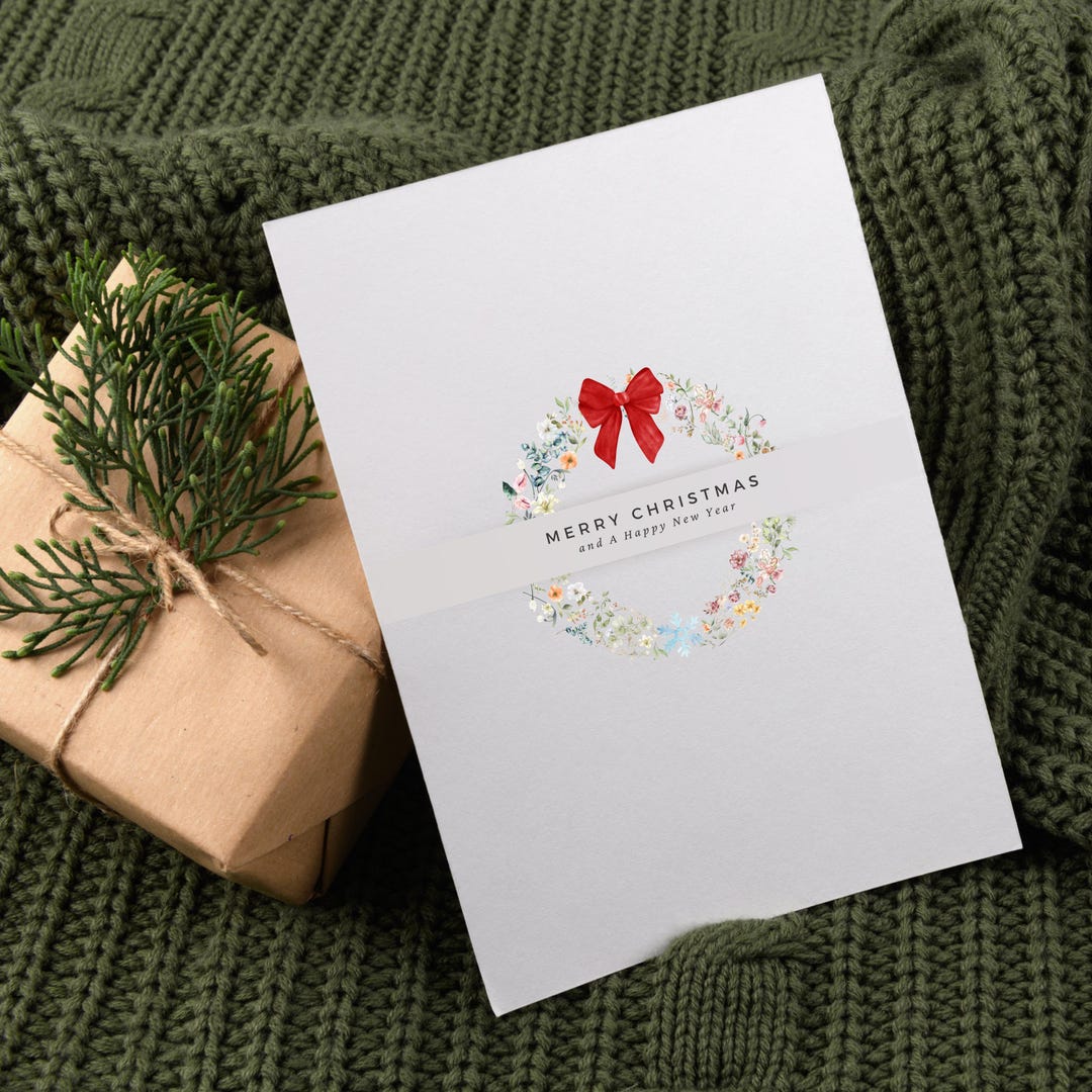 Digital Christmas Wreath Christmas Card Printable Christmas Card ...