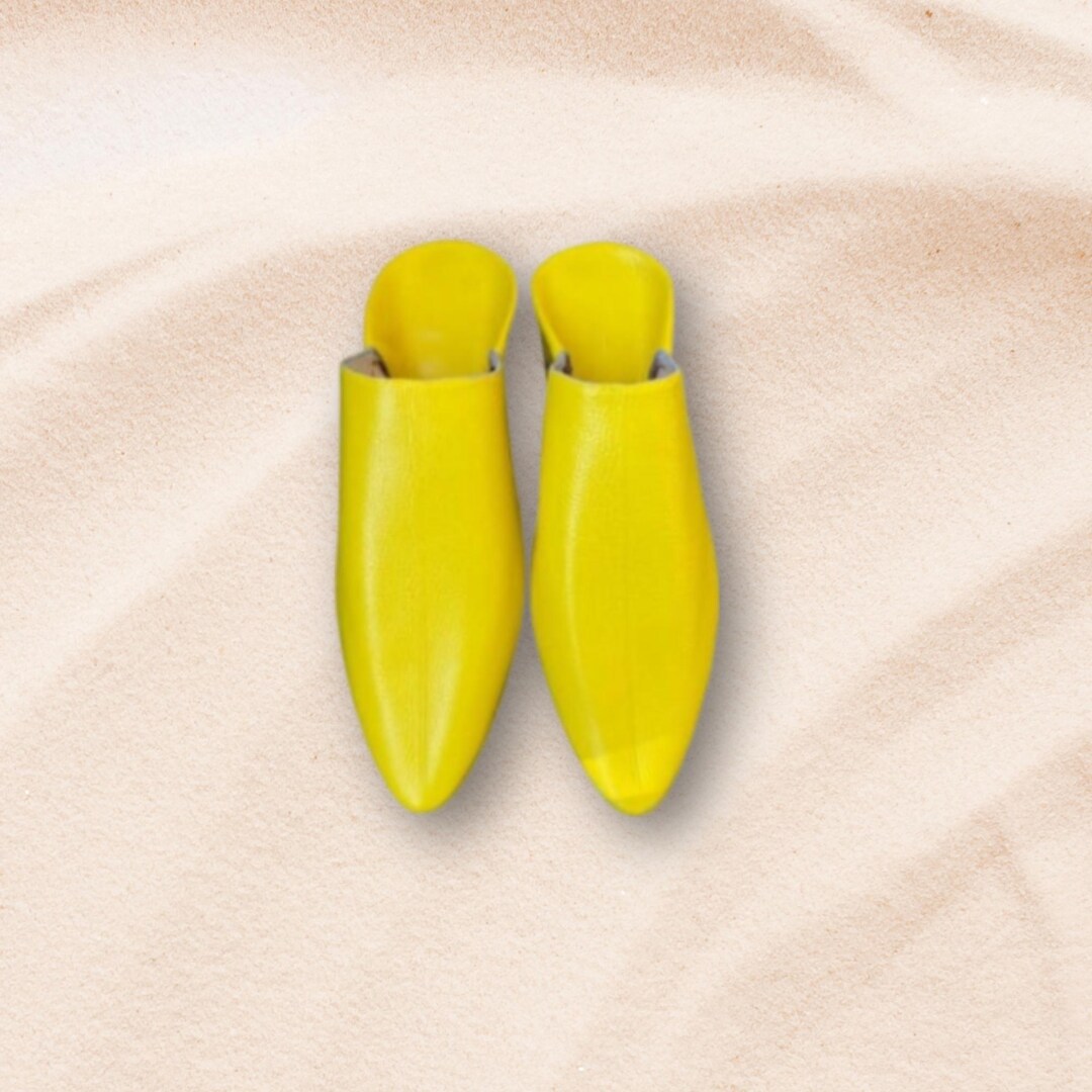 Bright Yellow Moroccan Balgha Slip-on Shoes Traditional Handcrafted ...