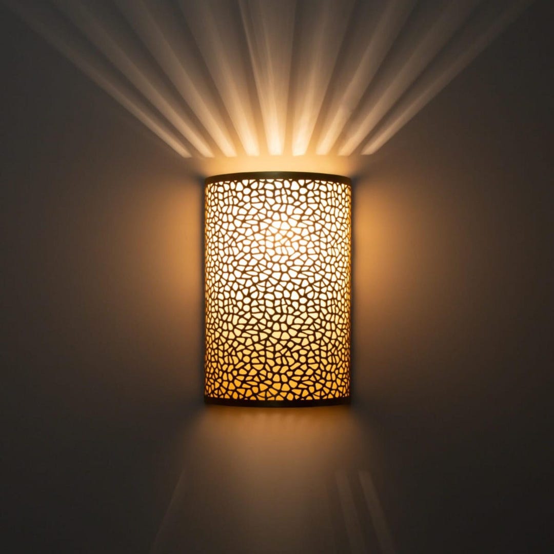 Brass Wall Lamp With Intricate Cut-out Design – Moroccan Elegance - Etsy
