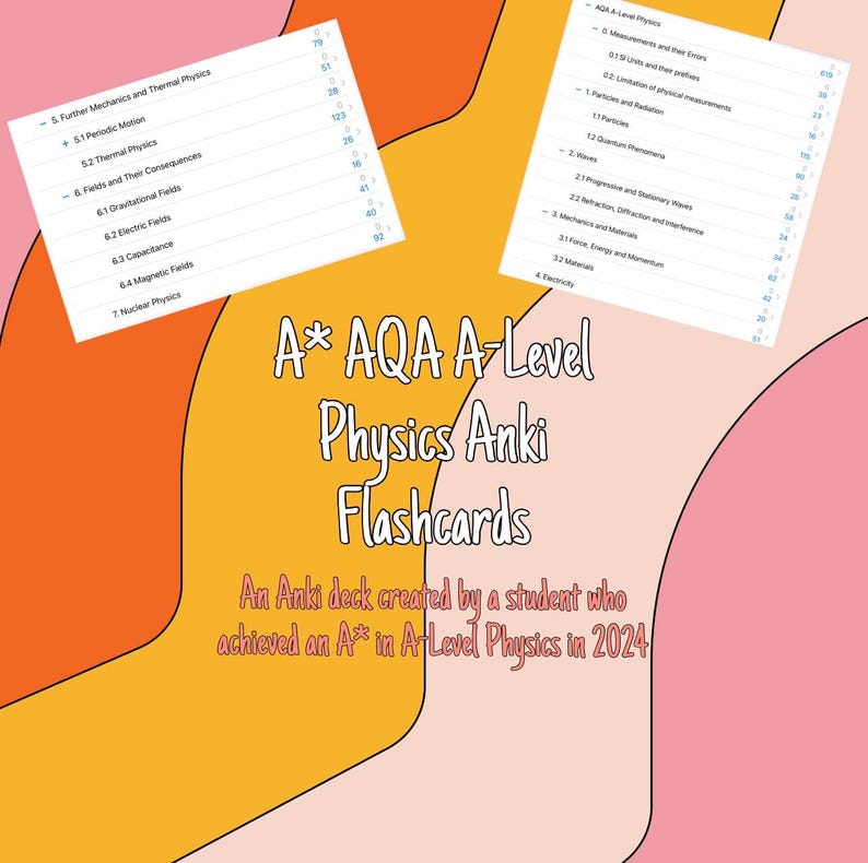 A* AQA A-level Physics Anki Flashcards Deck Cards - Etsy UK