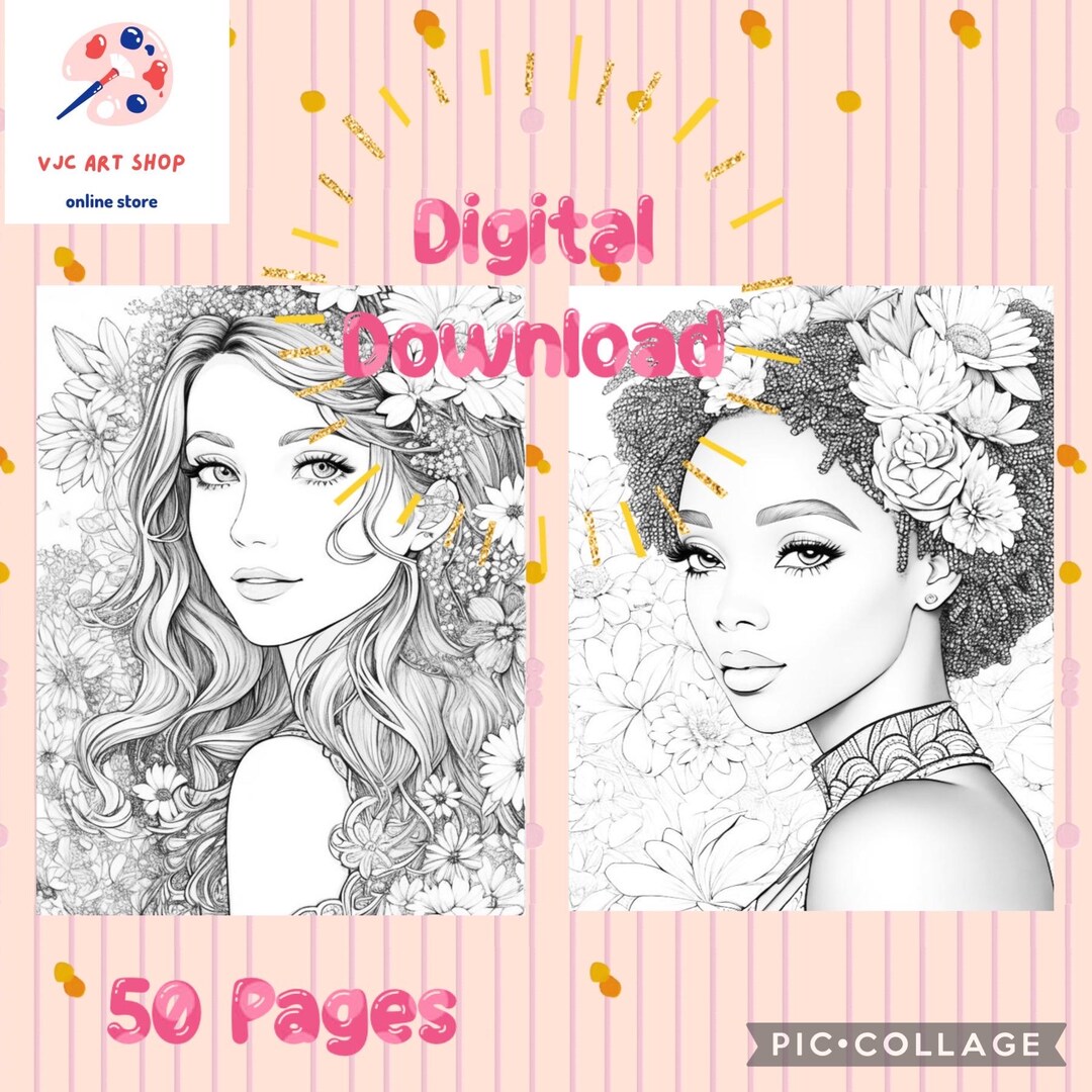 Flower Girl Colouring 50 Pages Coloring Book for 14 Creative Fun Ideal ...