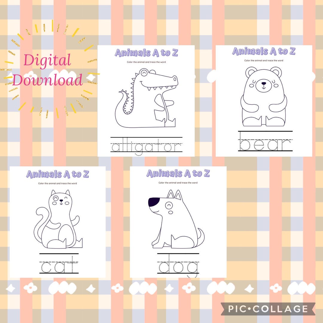 Colouring Animals Alphabet A-Z - Etsy