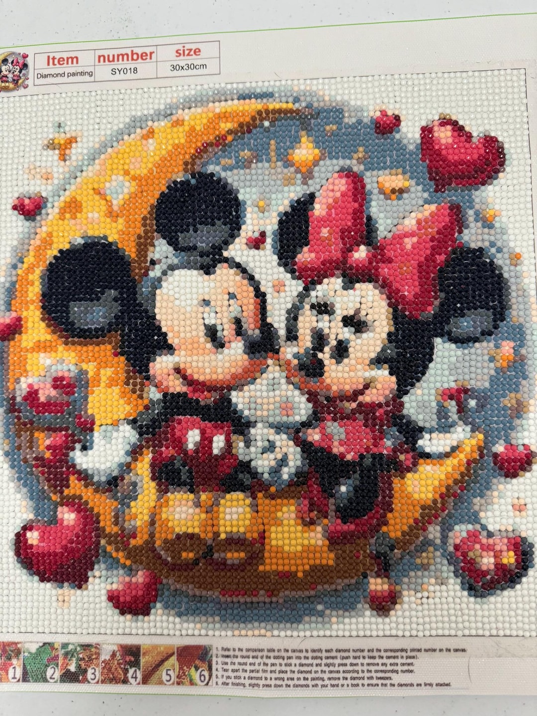 Diamond Painting-completed Unframed Mickey Mouse & Minnie Mouse - Etsy