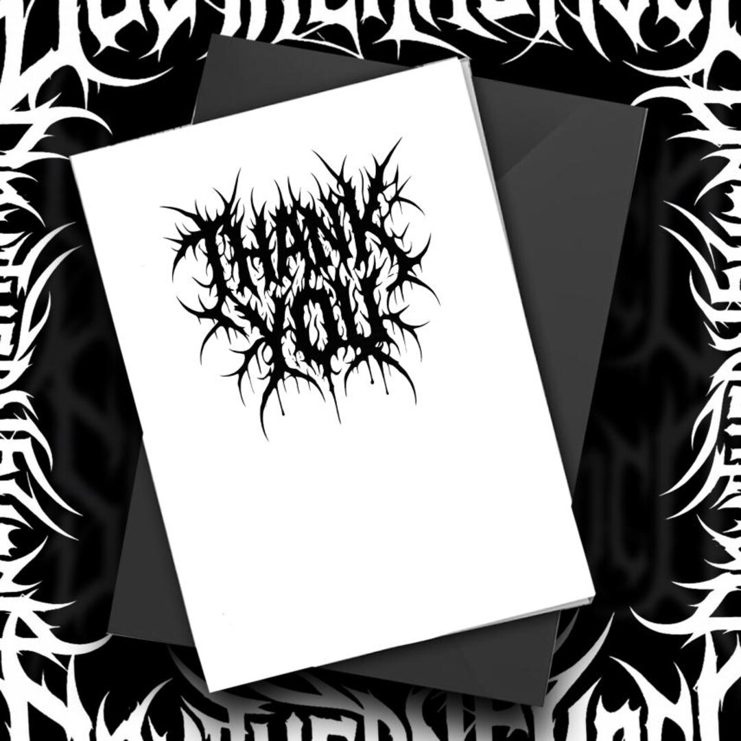 Thank You Heavy Metal Deathcore Screamo Logo Blank Greeting Card ...