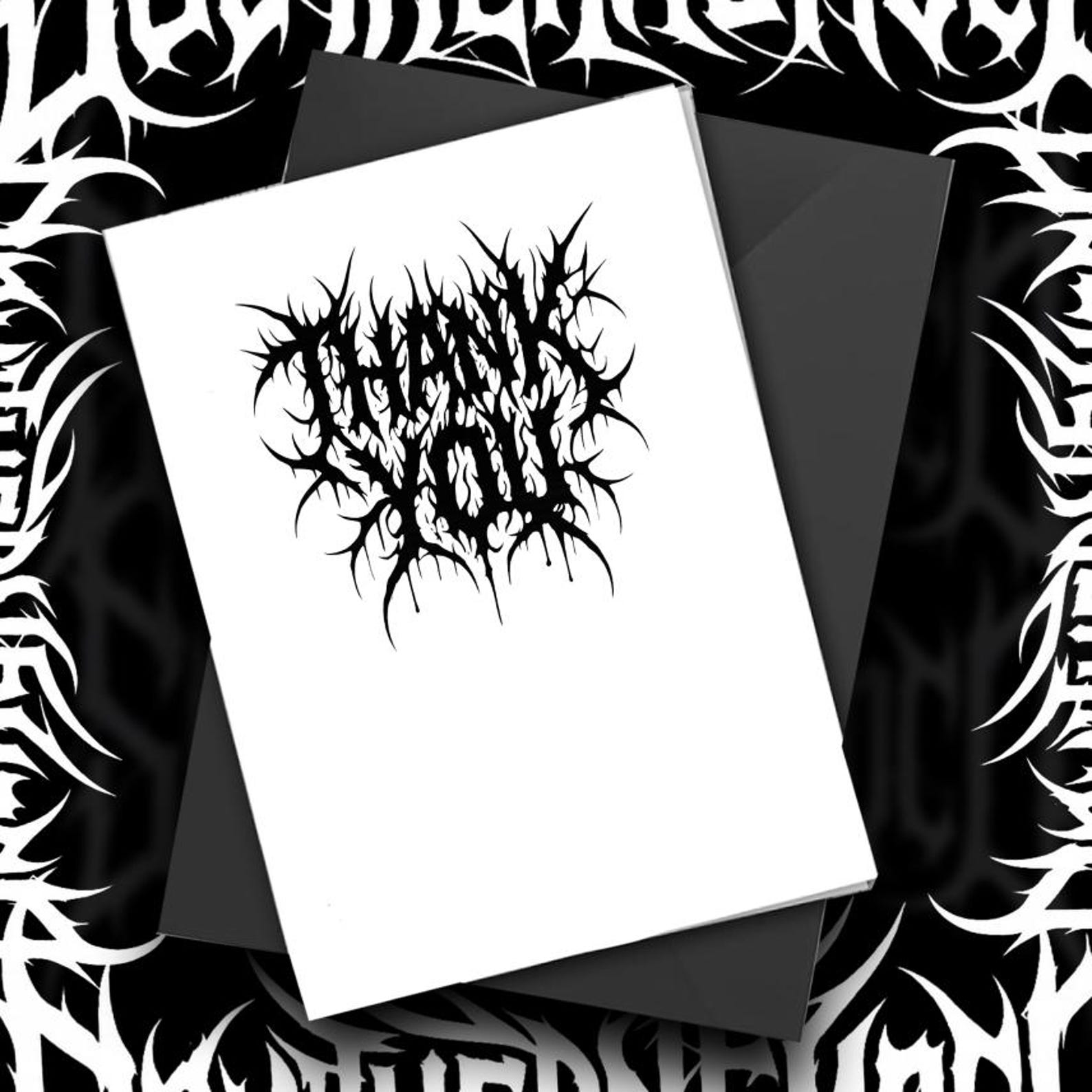 Thank You Heavy Metal Deathcore Screamo Logo Blank Greeting Card ...