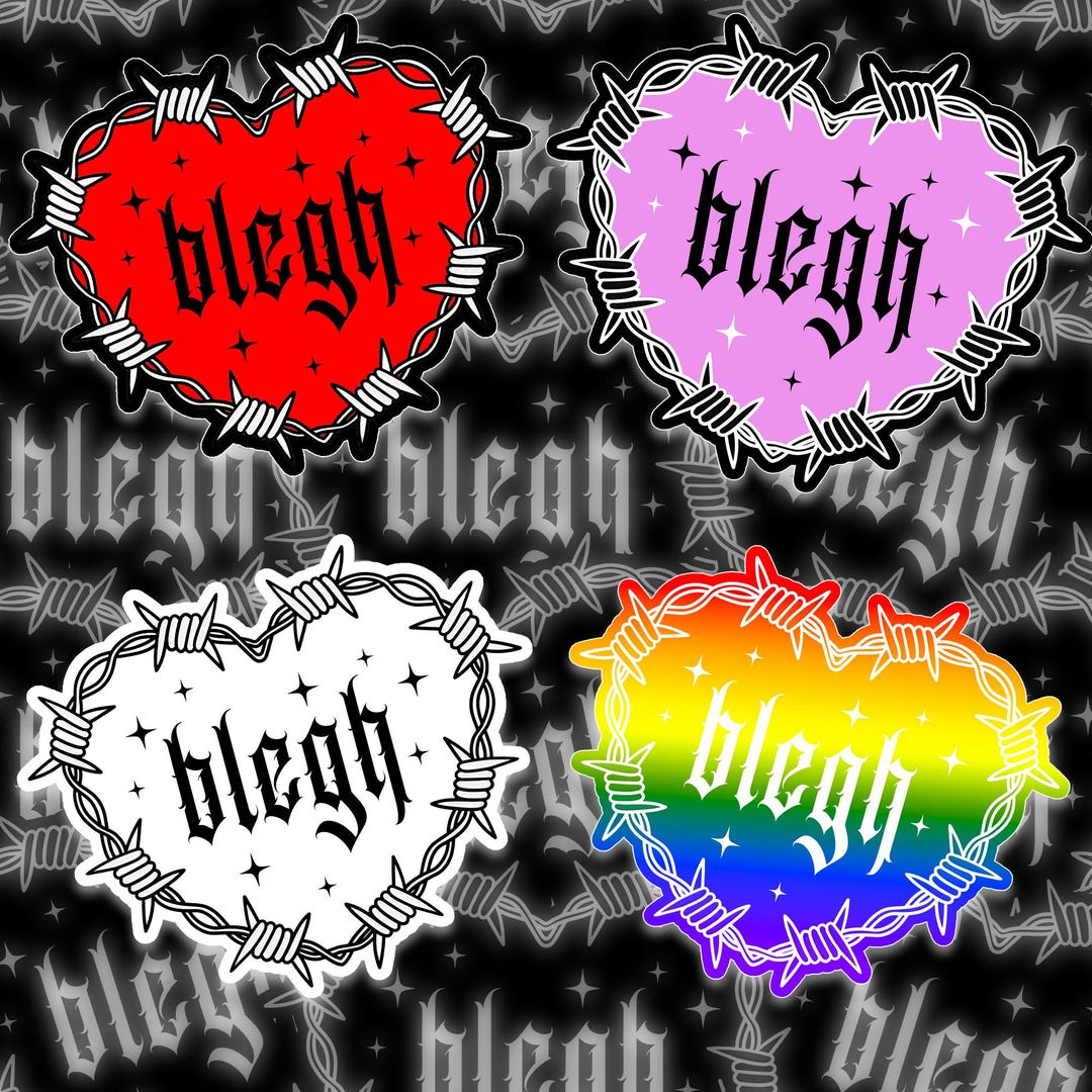Blegh Cute Barbwire Girly Metal Death Metal Vinyl Durable Stickers Goth ...