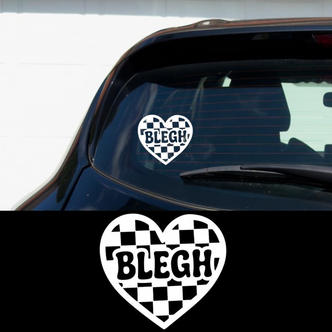 Blegh Sticker Heart Checkerboard Decal Emo Car Sticker Pop Punk Vinyl ...