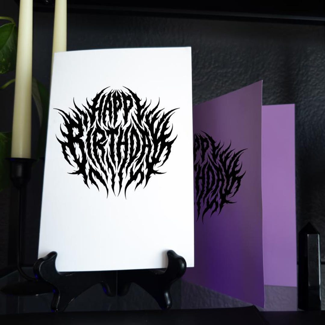 Happy Birthday Heavy Metal Deathcore Screamo Logo Blank Greeting Card ...