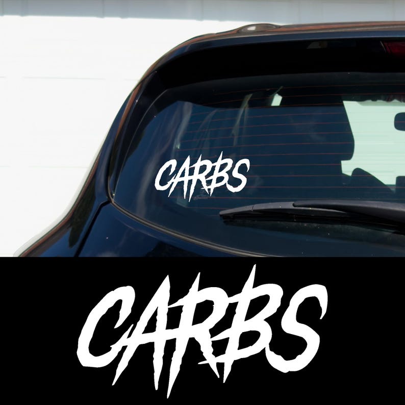 CARBS Vinyl Decal – Funny Horror Font Sticker for Car, Laptop, Water ...