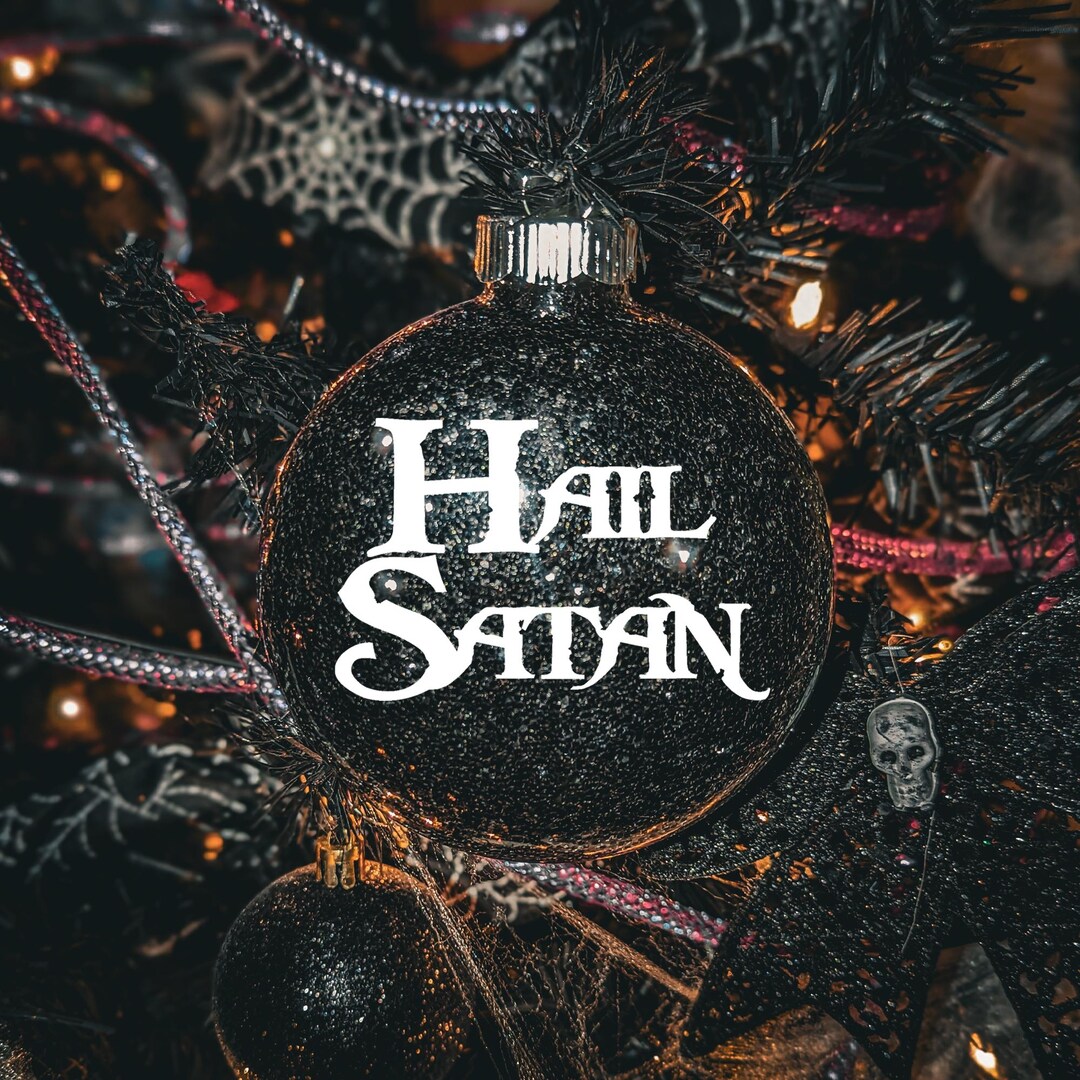 Hail Satan 4" Custom Vinyl Glittered Glass Ornament Metalcore Metalhead ...
