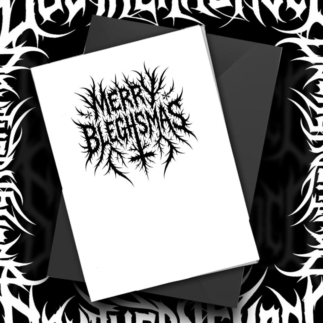 Merry Bleghsmas Christmas Card Heavy Metal Deathcore Screamo Logo Blank ...