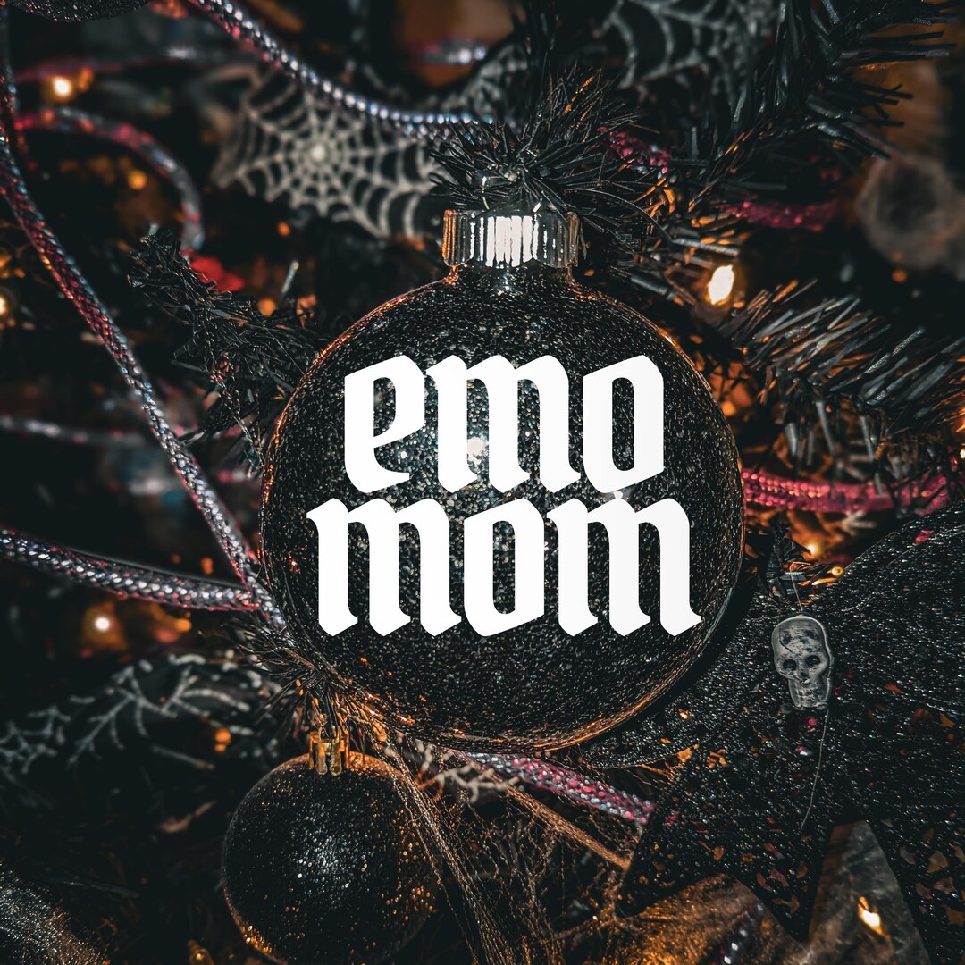 Emo Mom 4" Custom Vinyl Glittered Glass Ornament Metalcore Metalhead ...