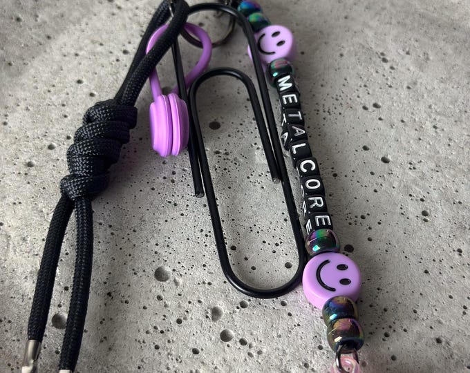 Metalcore Paperclip Bag Charm Keychain Alt Girl Keychain Purple ...