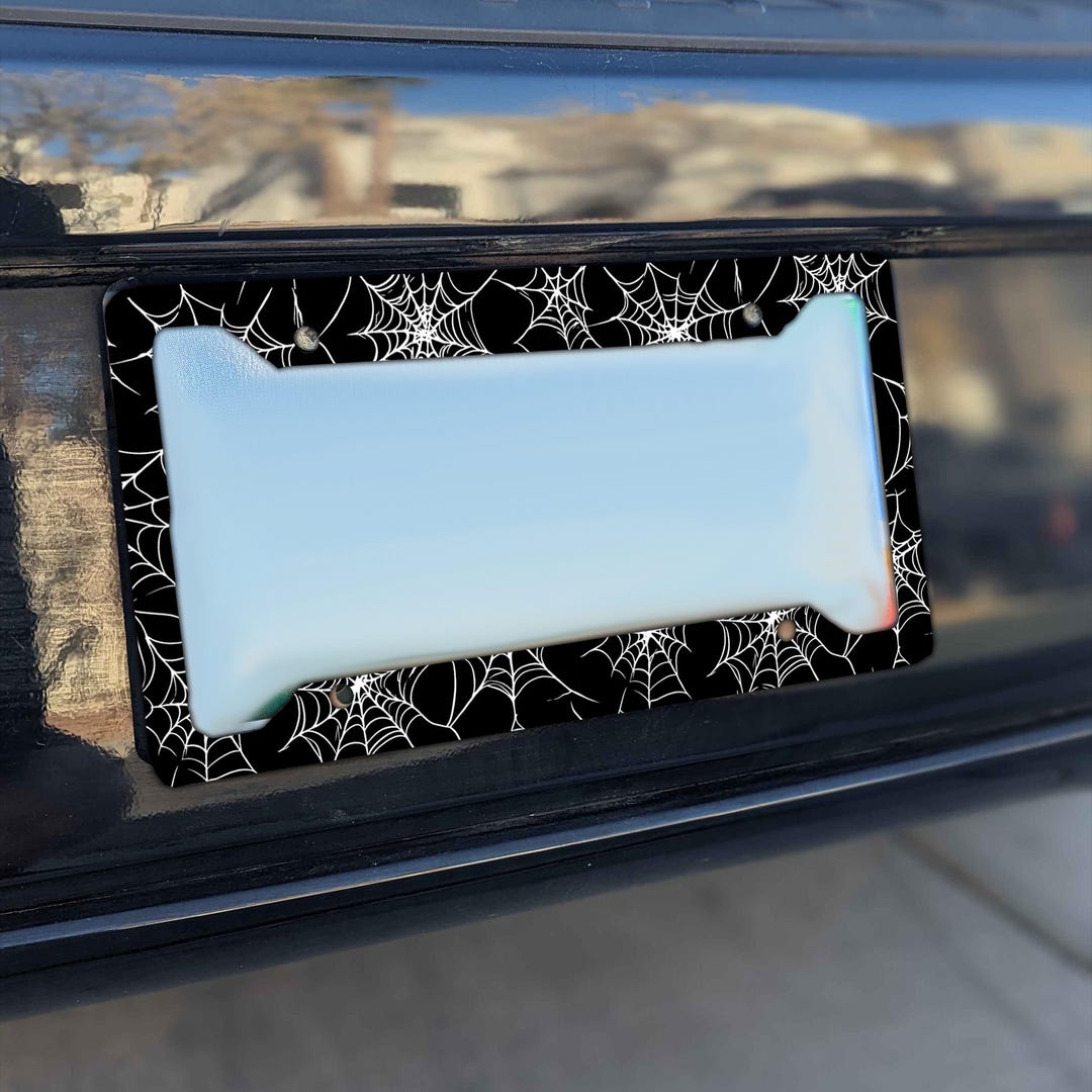 Spider Web Black Metal License Plate Cover Frame Metalcore Metalhead ...
