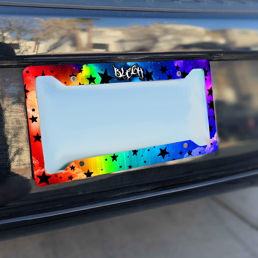 Rainbow BLEGH Black Metal License Plate Cover Frame Metalcore Metalhead ...