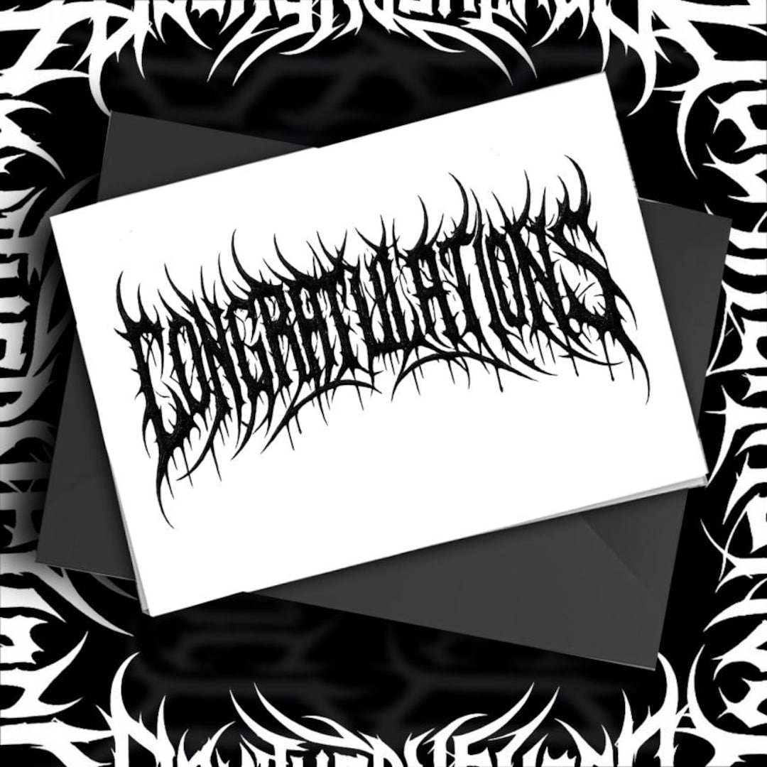 CONGRATULATIONS Card Metalcore Deathcore Text Goth Alt Greeting Card ...