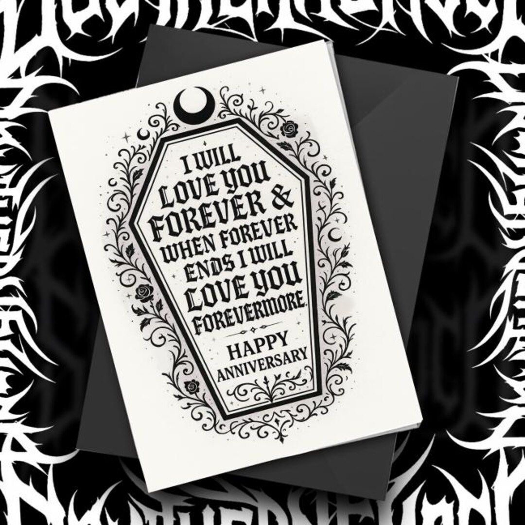Gothic Anniversary Card I Will Love You Forever Dark Romance Creepy ...
