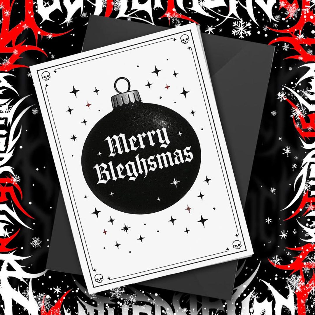Goth Christmas Card, Merry Bleghsmas Greeting Card, Metalcore Holiday ...