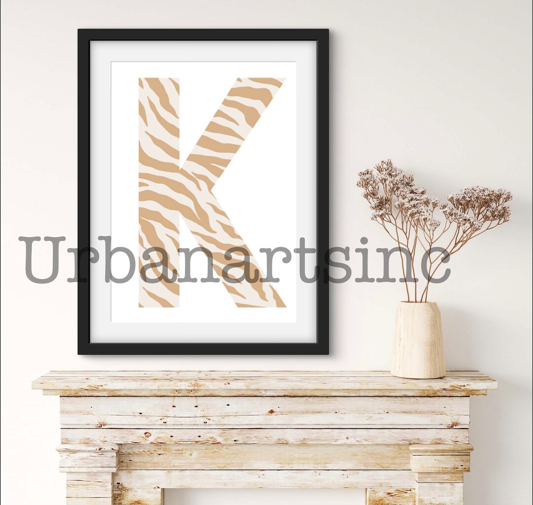 Zebra Neutral Print Letter ,A-Z, Wall Art, Beige , Alphabet , Unisex ...