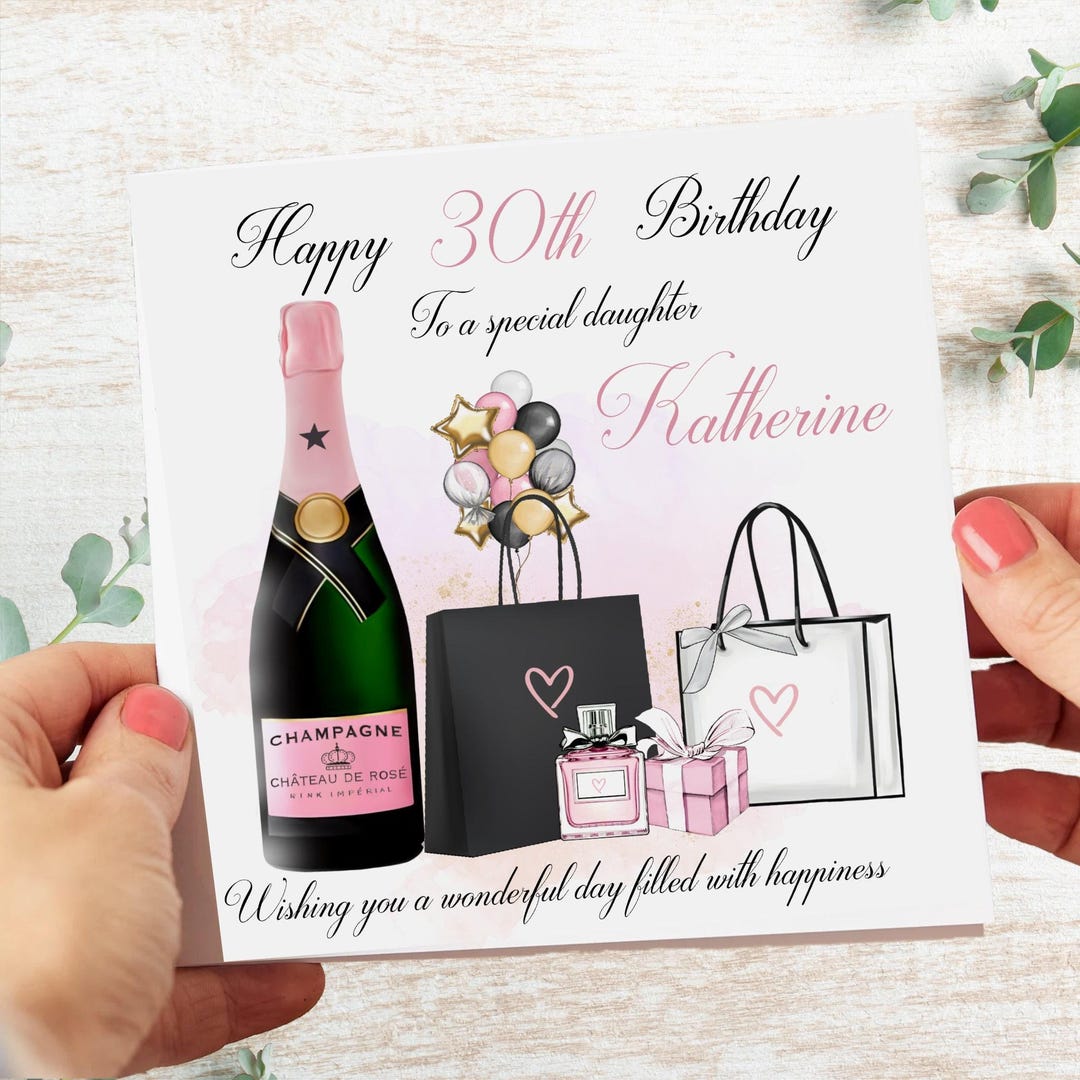 Personalised Female Birthday Card Shopping Champagne Balloons - Etsy