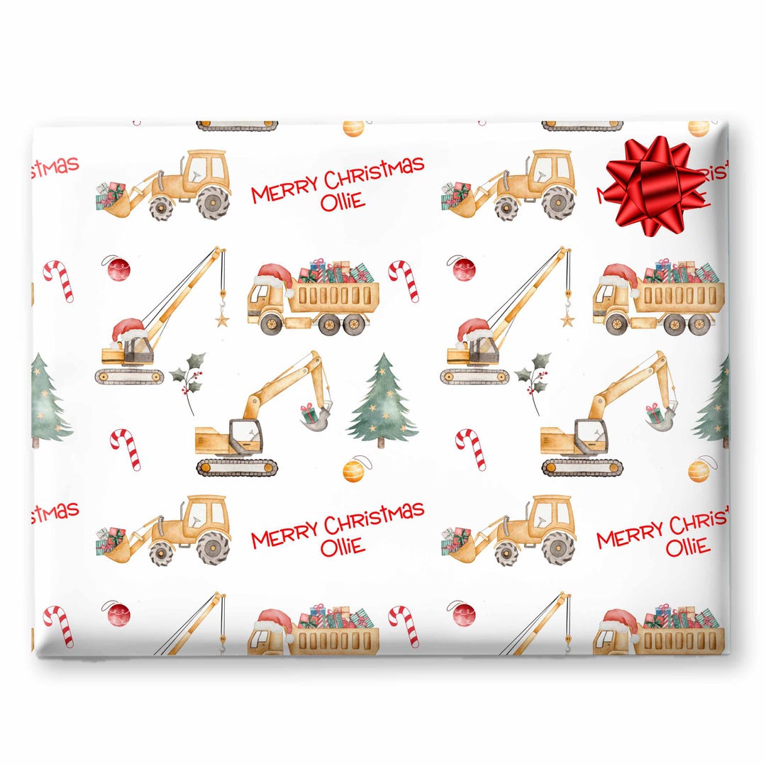 Christmas Wrapping Paper Construction Diggers - Etsy
