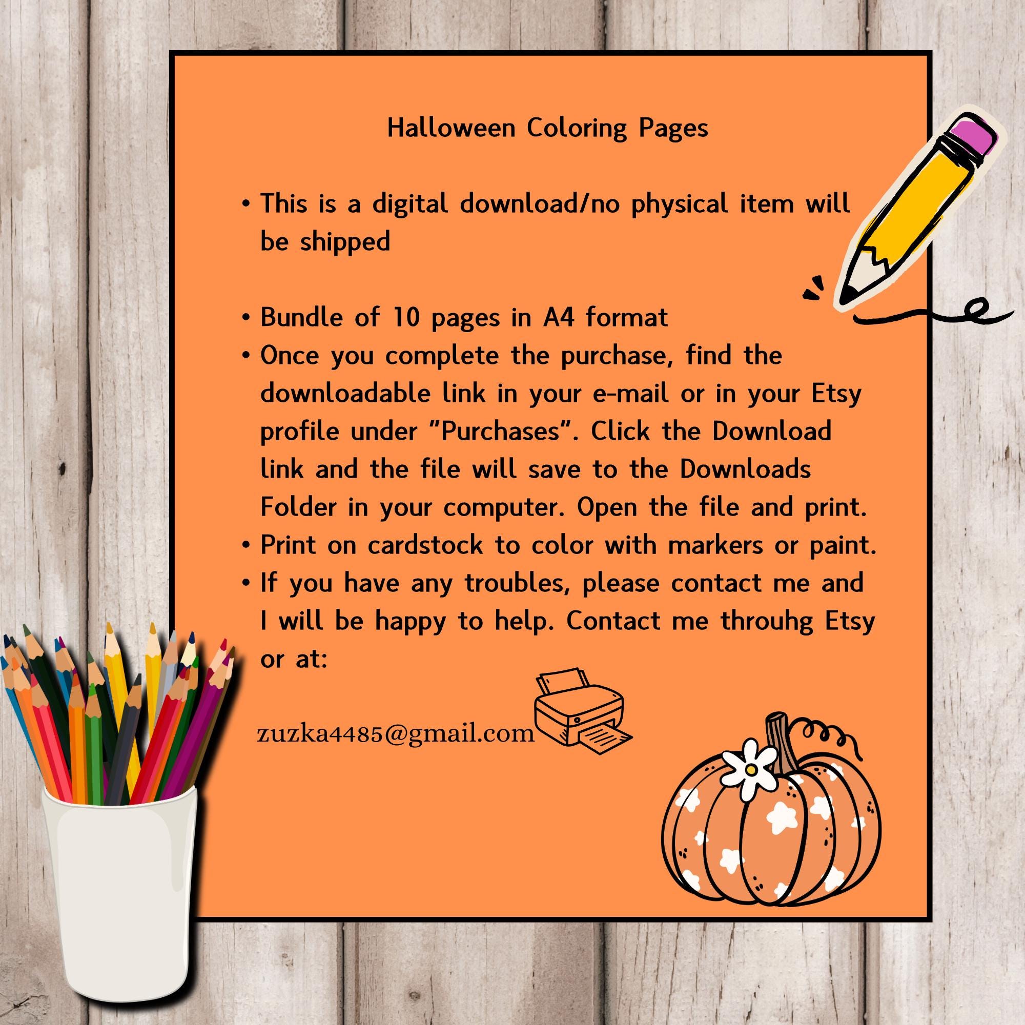 Printable Coloring Book Halloween Coloring Pages Kids Coloring Book ...