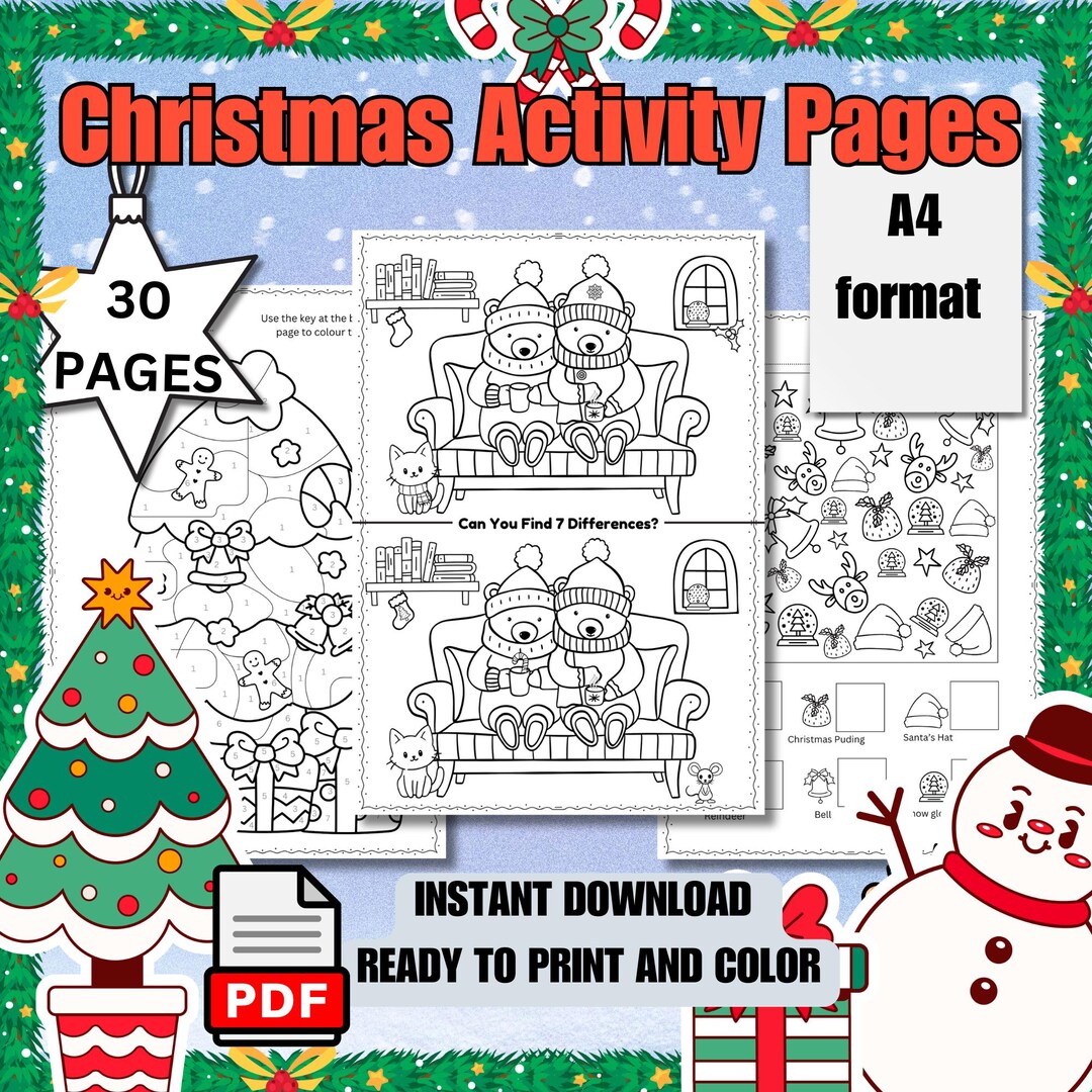 Christmas Activity Bundle Kids Activity Sheets Christmas Coloring Pages ...