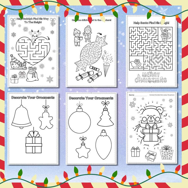 Christmas Activity Bundle Kids Activity Sheets Christmas Coloring Pages ...