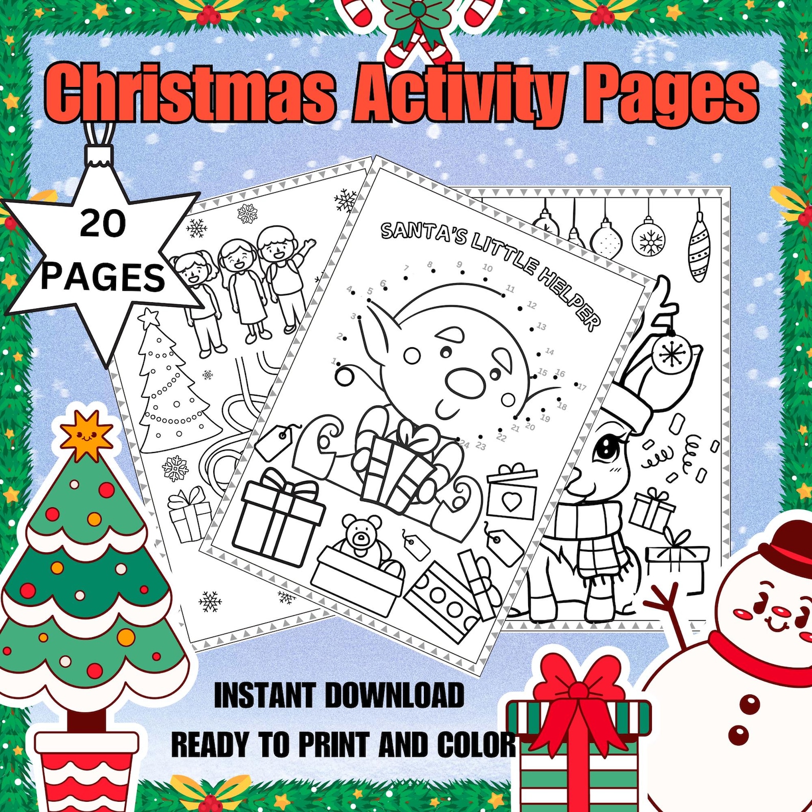 Christmas Activity Pages Kids Coloring Book Christmas Colouring Pages ...