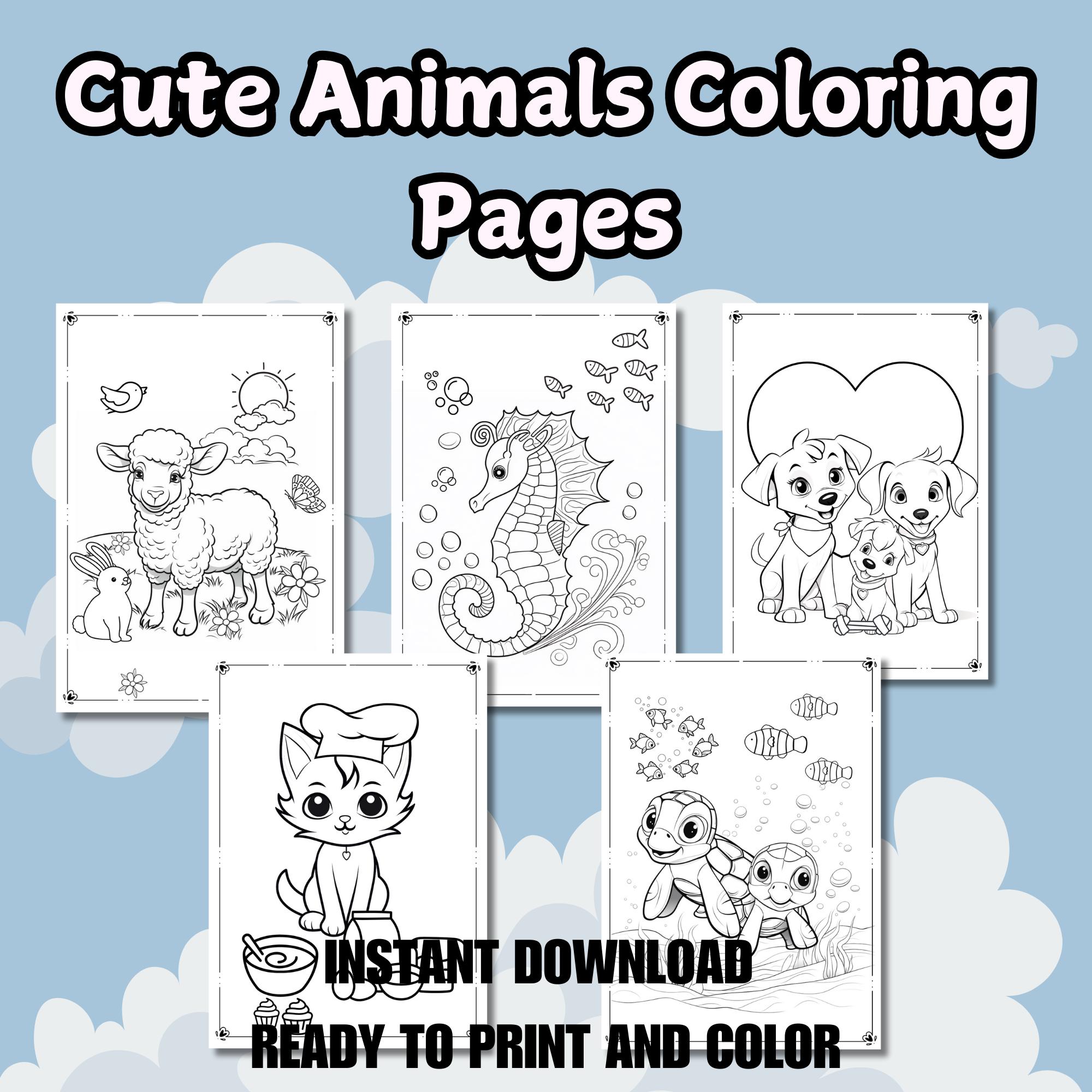 Cute Animal Coloring Pages Animals Coloring Book Colouring Book Digital ...