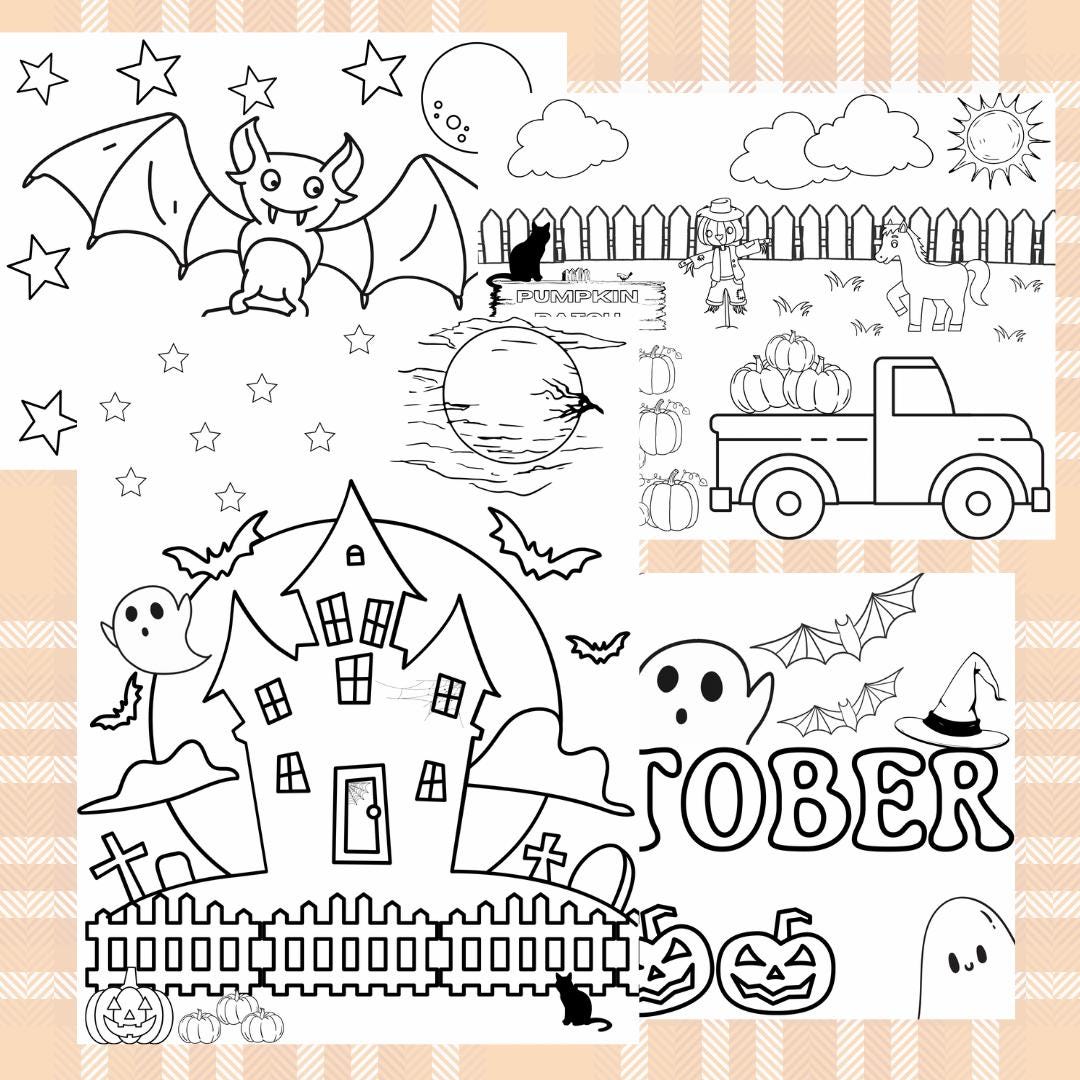 Kids Coloring Pages. October Coloring Bundle. - Etsy