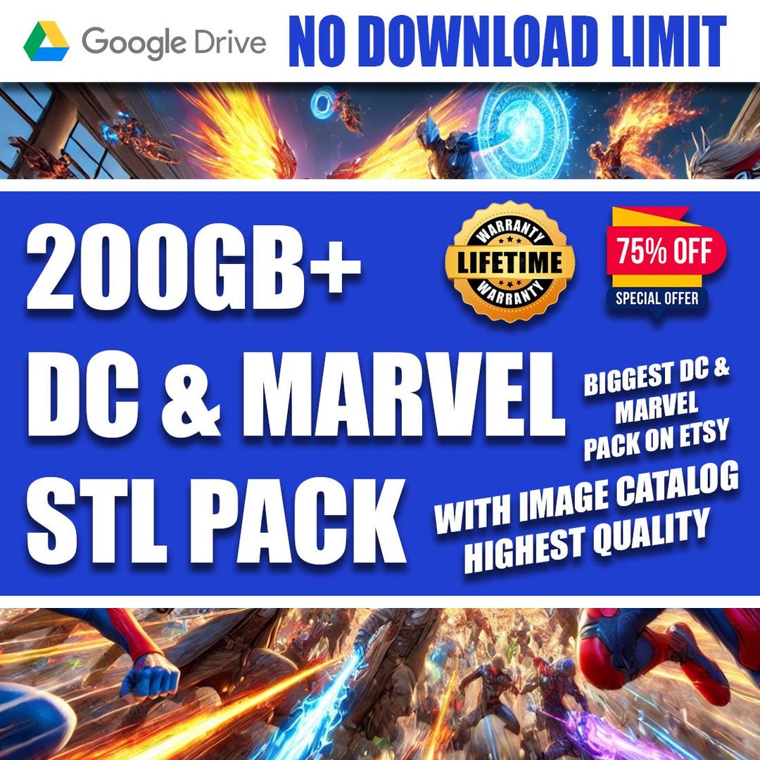 200GB DC and Marvel Mega STL Bundle Pack 3D Printing No Limit Download ...
