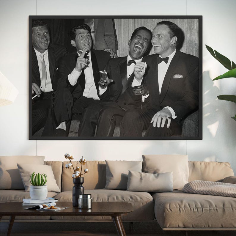 Black and White Print,the Rat Pack Poster, Dean Martin, Sammy Davis Jr and Frank Sinatra ...
