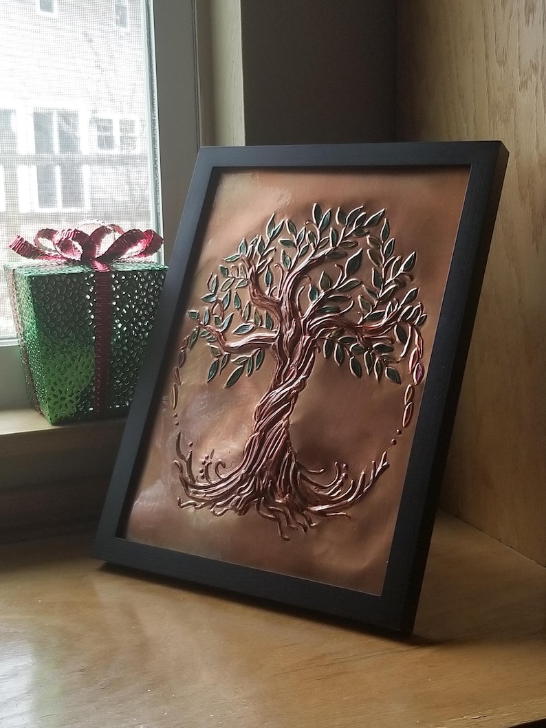 Tree of Life Copper Embossed Art. Mounted in a Black Frame With ...