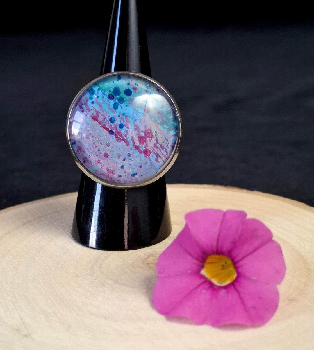 Colorful Painting Ring, Art Ring, Original Handmade Ring, Large Ring - Etsy