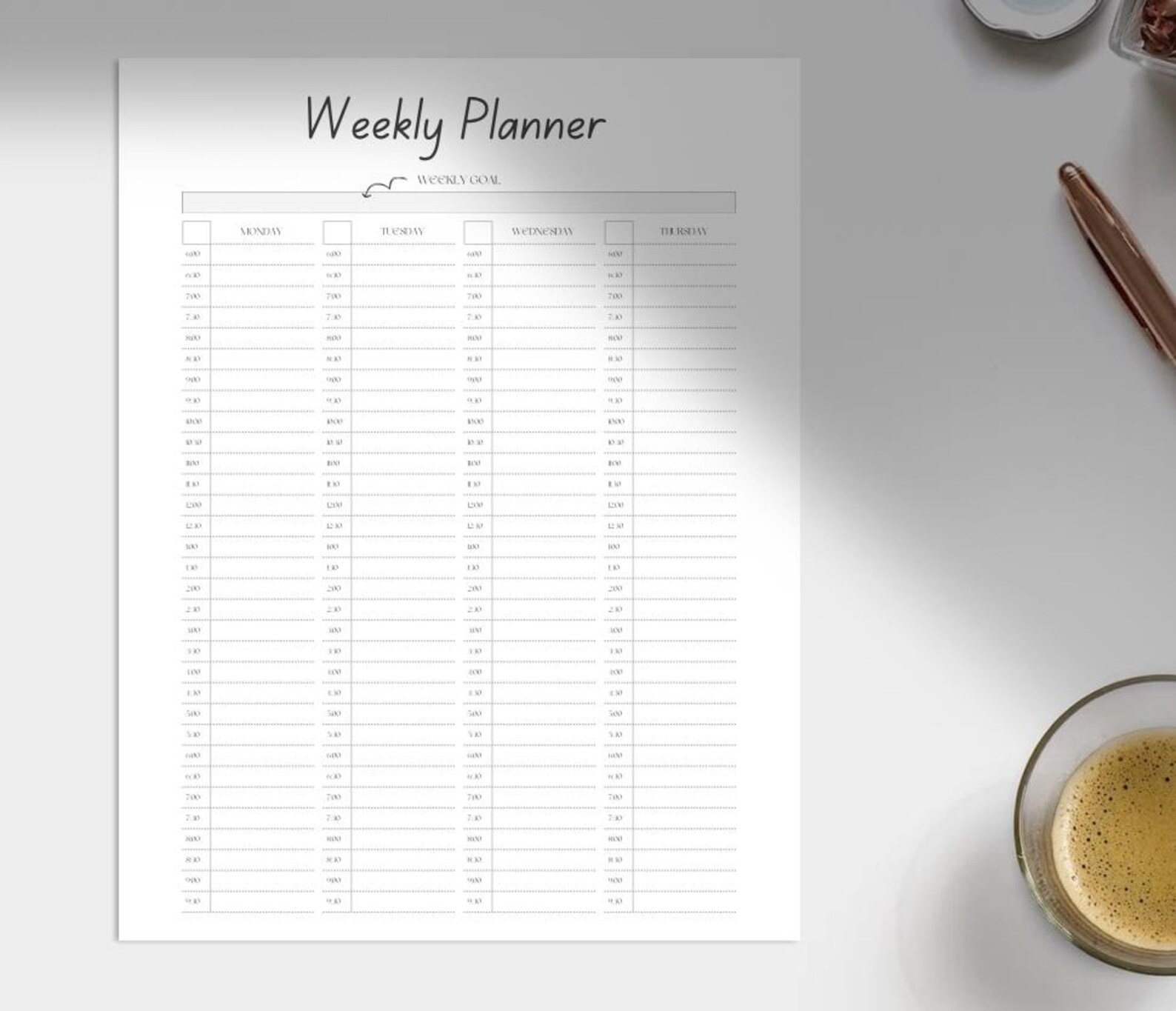 Hourly Weekly Planner Modern - Digital and Printable - Etsy