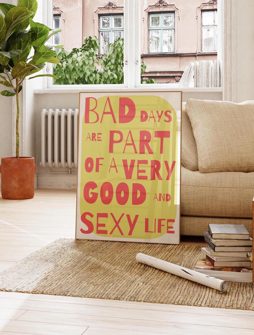 Funny Saying Poster Red Statement Wall Art Large Funny Text Poster Bold ...