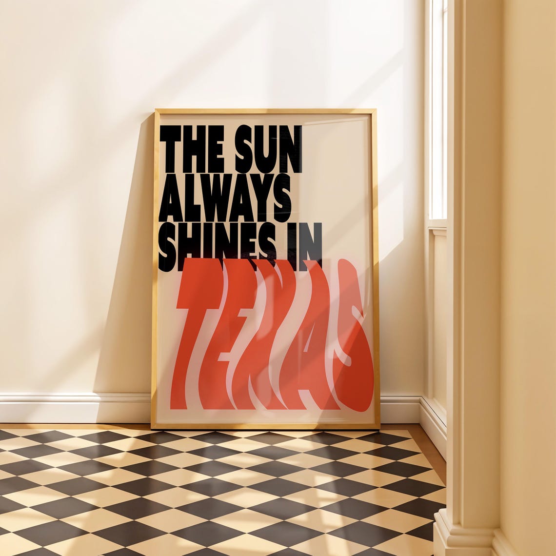 Sun Shines in Texas Print, Bold Wall Art, Retro Wall Art, Eclectic Wall ...