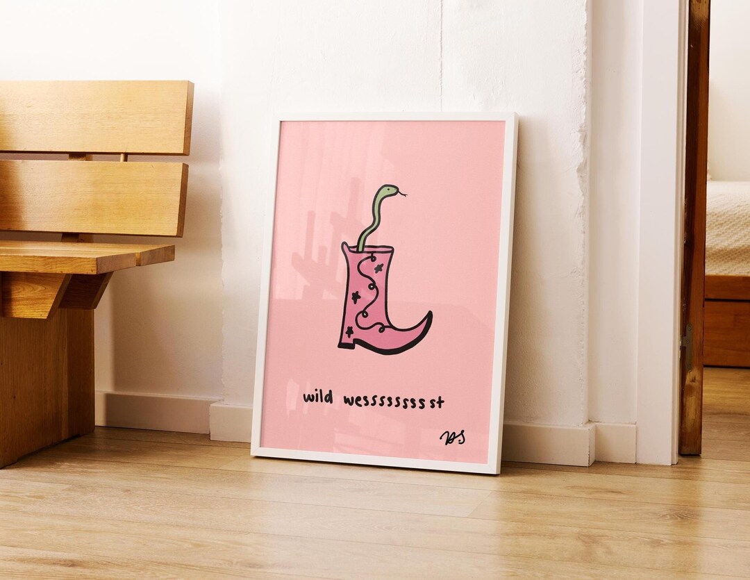 Snake in Boot Print, Wild West Funny Print, Cowboy Boots Print, Snake ...