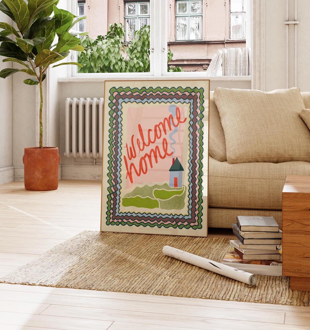 Entry Way Poster Colorful Welcome Home Sign Cute Poster for House ...