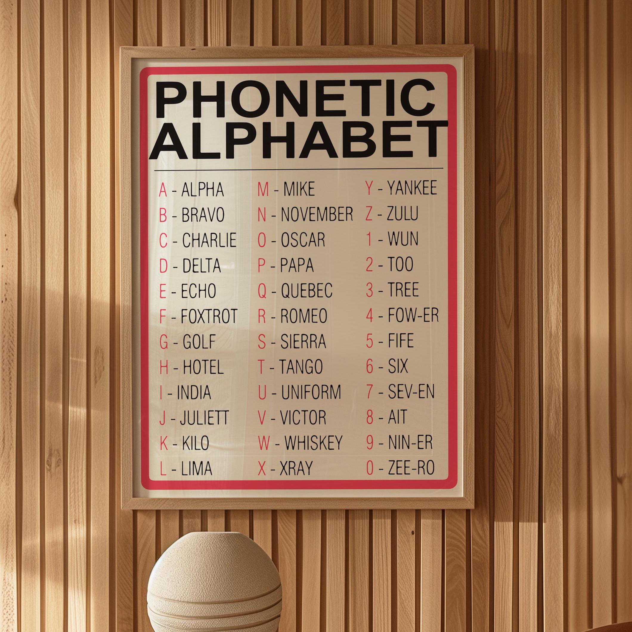 Phonetic Alphabet Art Print, Educational Office Decor (digital Download ...