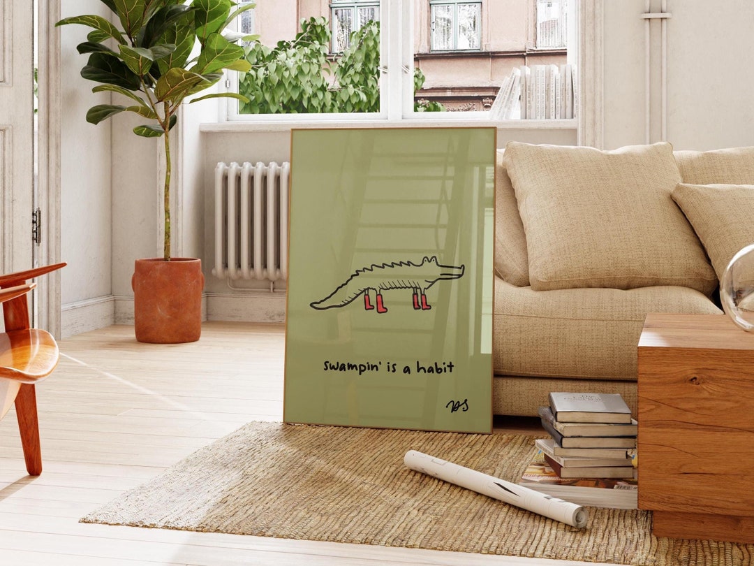 Alligator Print, Swamp Life, Cute Alligator Print, Alligator Cartoon ...